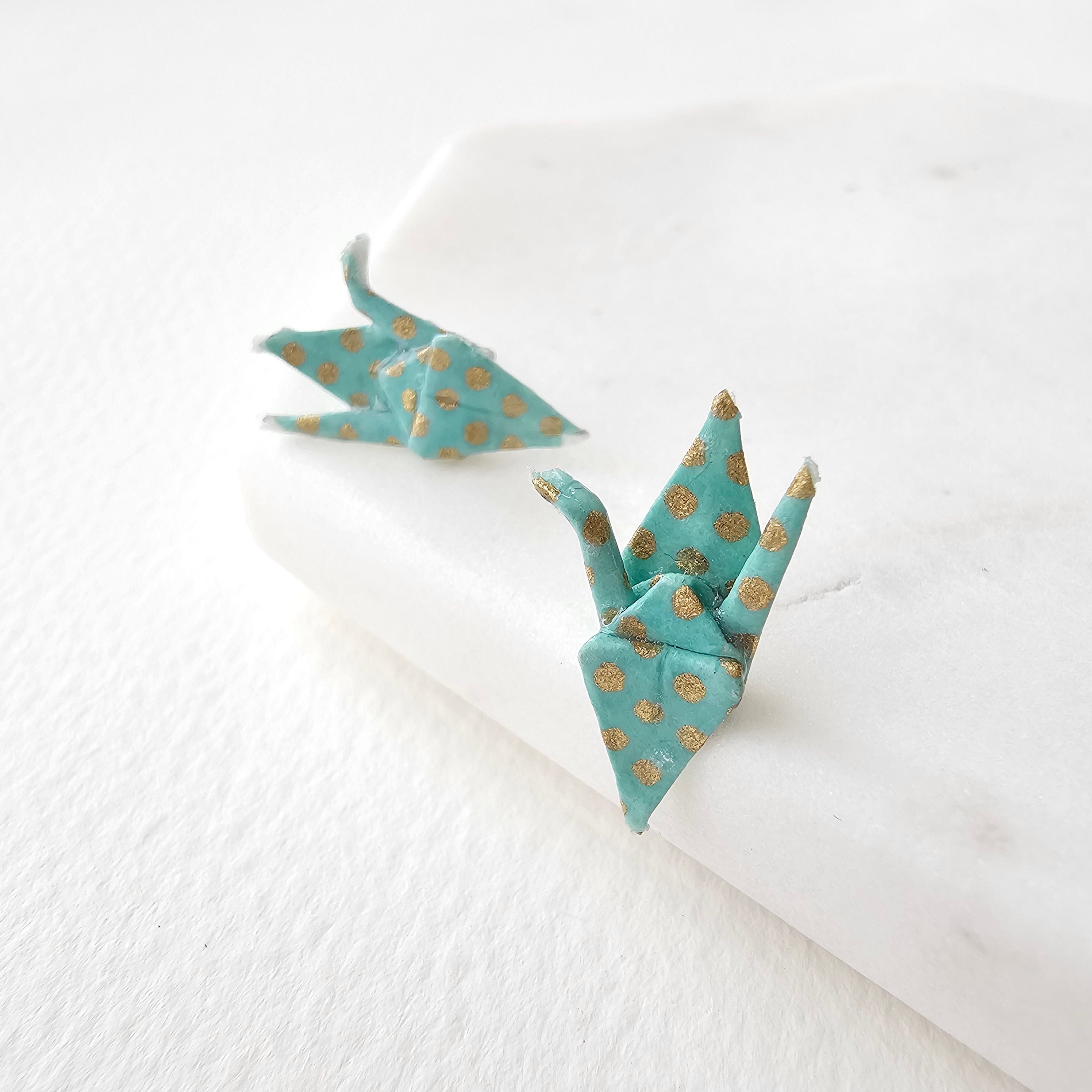 Origami Crane Studs | Blue – Paper Mountain Jewelry